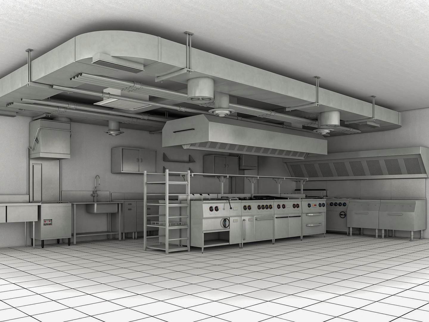 3D model Commercial Kitchen 3 - TurboSquid 2094158