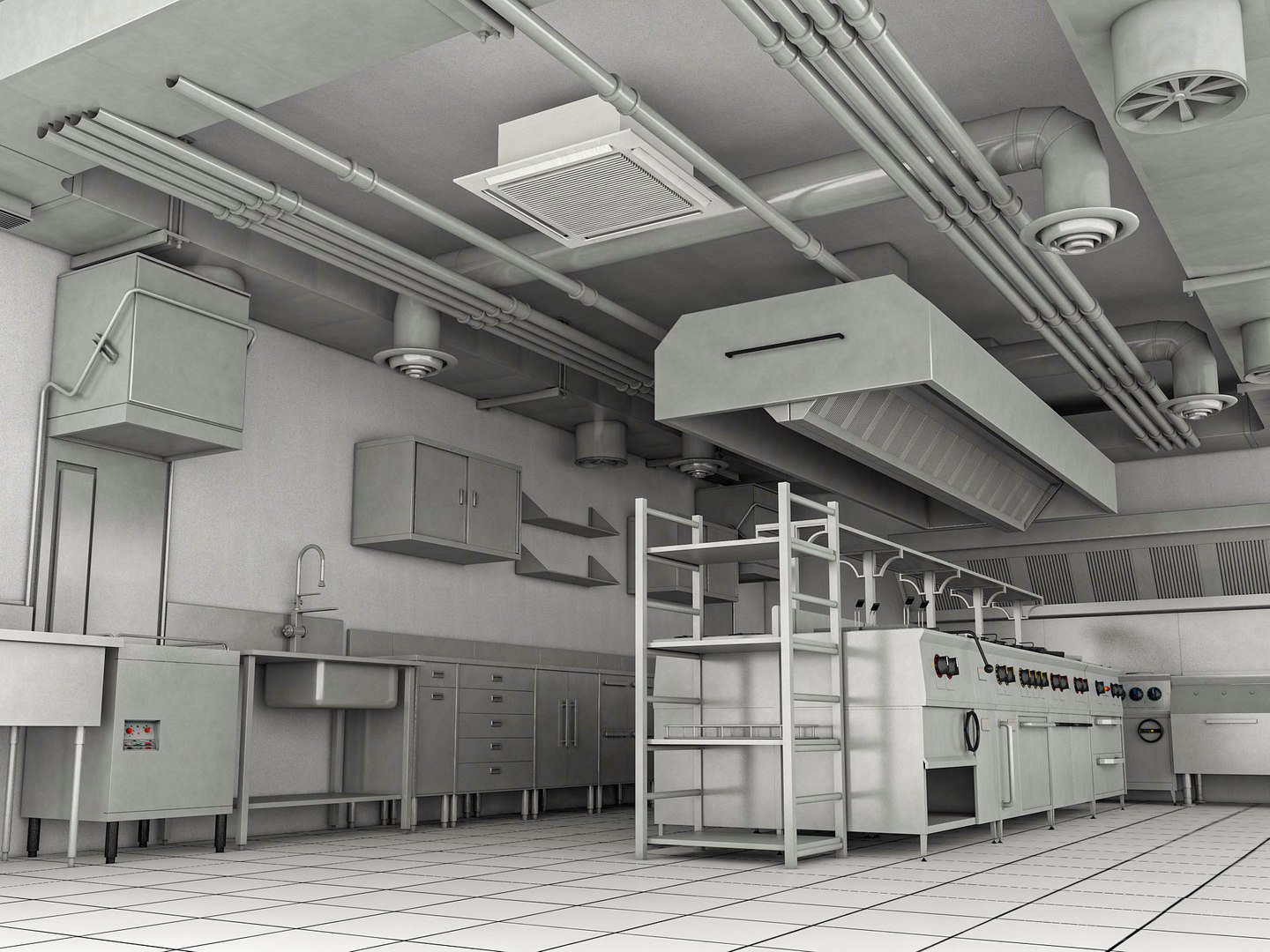3D model Commercial Kitchen 3 - TurboSquid 2094158