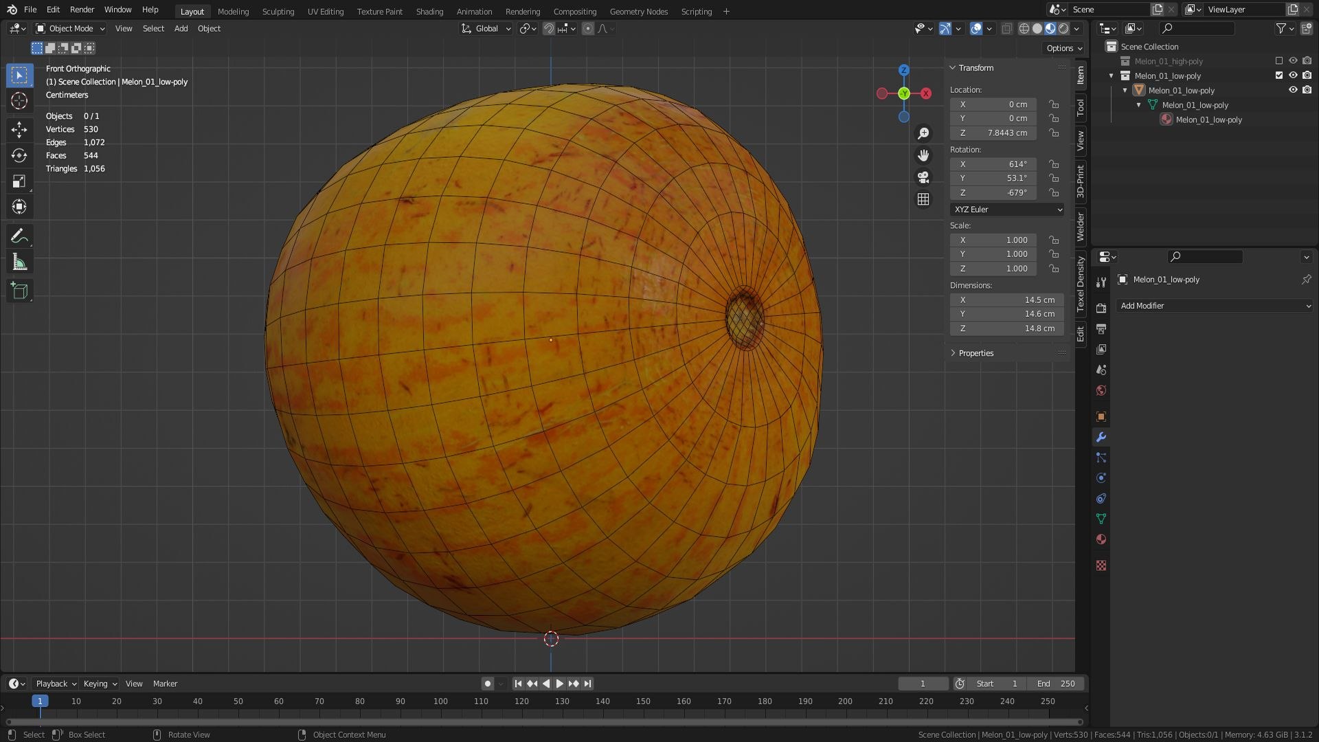 Melon 01 low-poly 3D model - TurboSquid 1960467