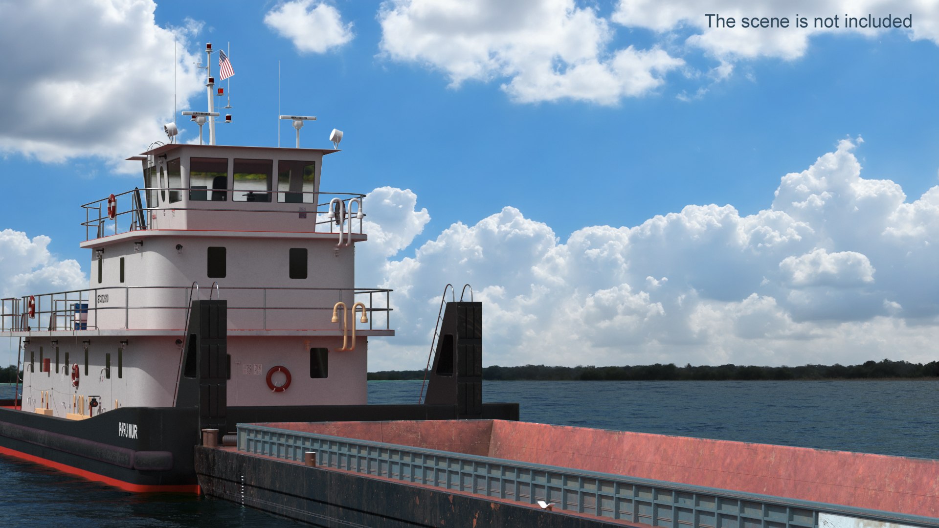 Pushboat With Hopper Barge On Water 3D Model - TurboSquid 2403563