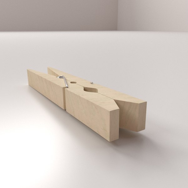 3d wooden clothespin model