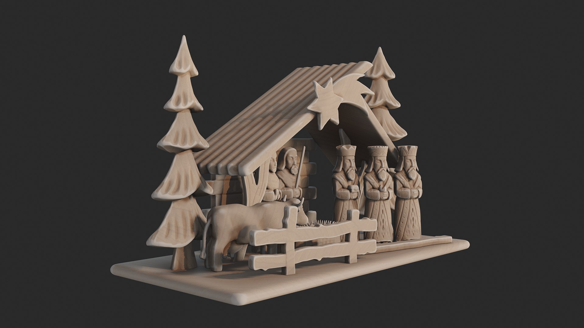 3D Wooden Nativity Scene - TurboSquid 2334763