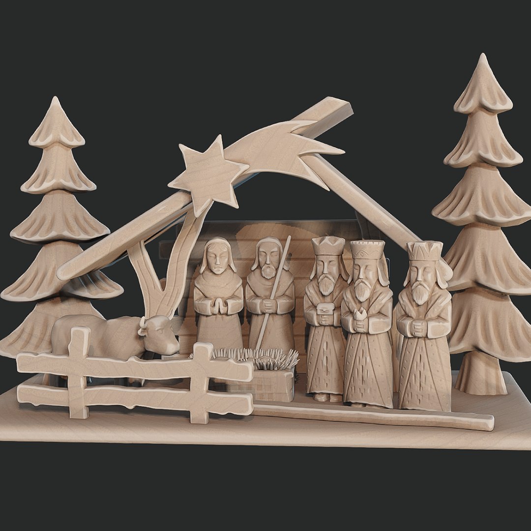 3D Wooden Nativity Scene - TurboSquid 2334763