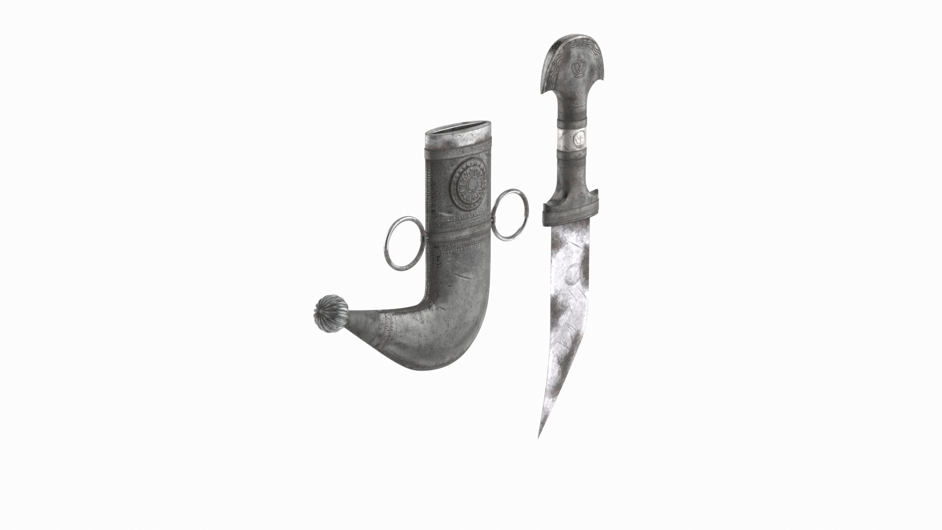 Antique Shibriya Dagger In Silver Sheath 3D Model - TurboSquid 2424658