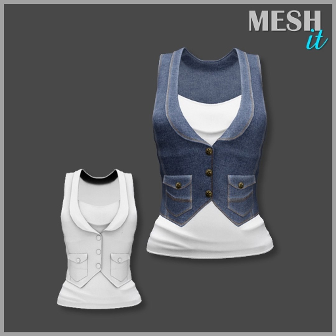 3d Model Vest Jeans