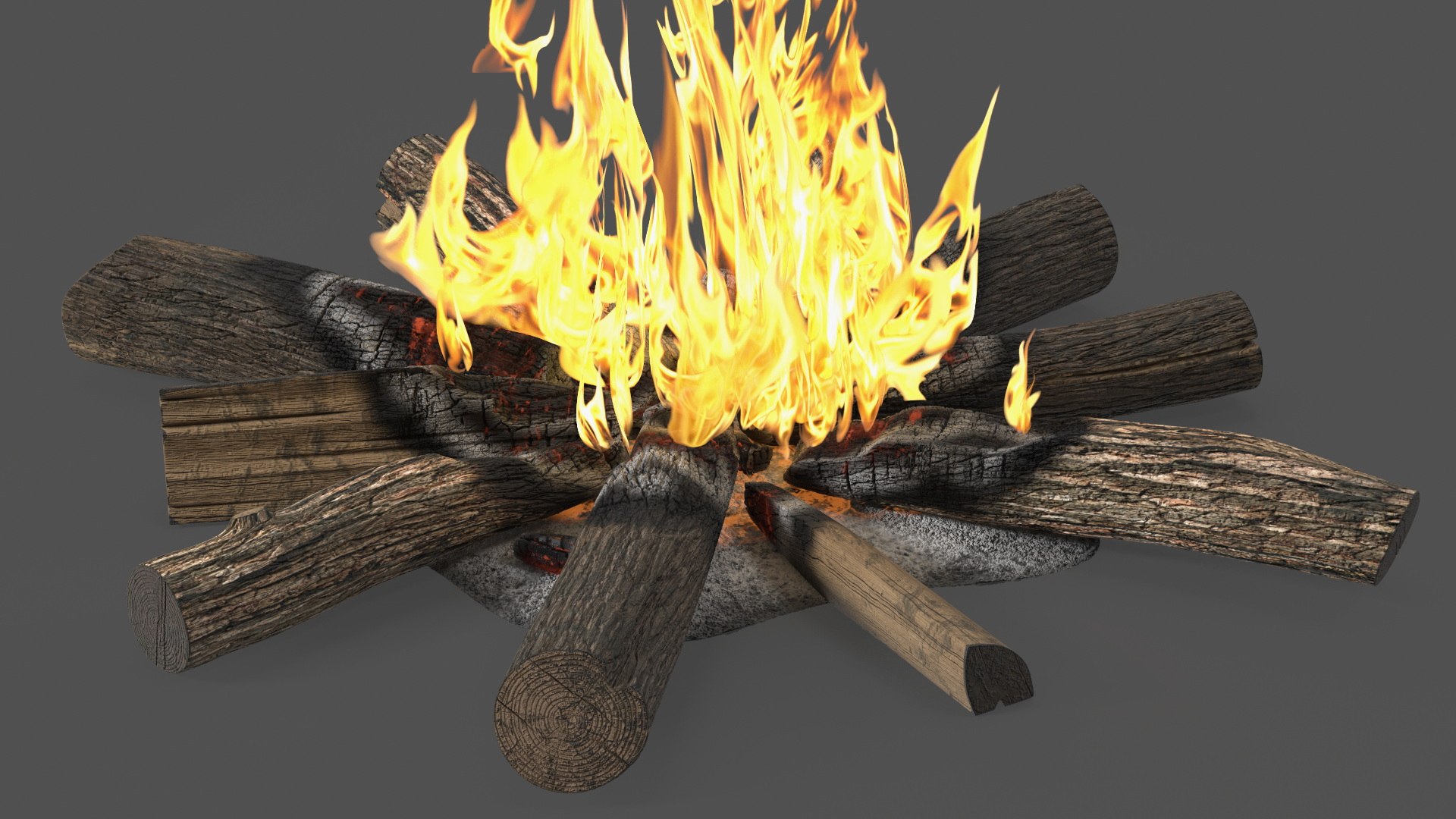 3D Campfire With Burning Logs - TurboSquid 2270116