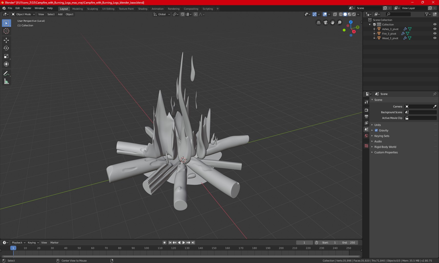 3D Campfire With Burning Logs - TurboSquid 2270116
