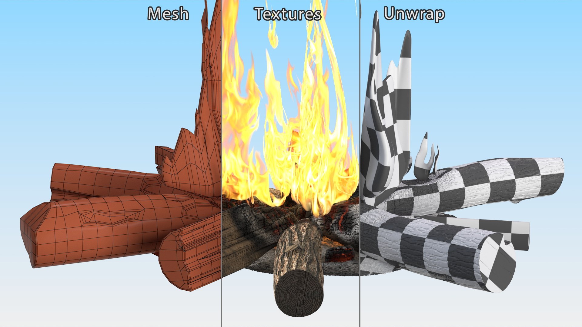 3D Campfire With Burning Logs - TurboSquid 2270116