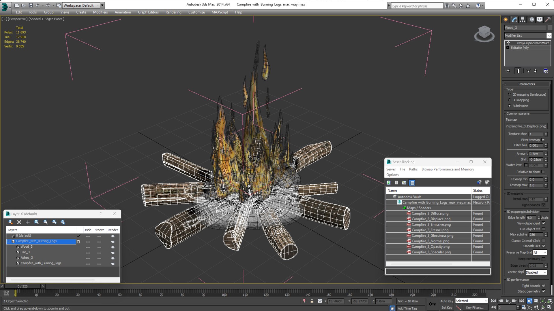 3D Campfire With Burning Logs - TurboSquid 2270116