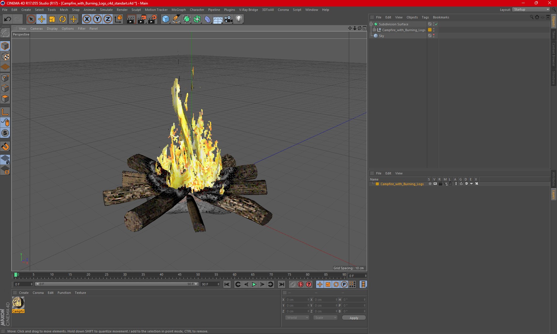 3D Campfire With Burning Logs - TurboSquid 2270116