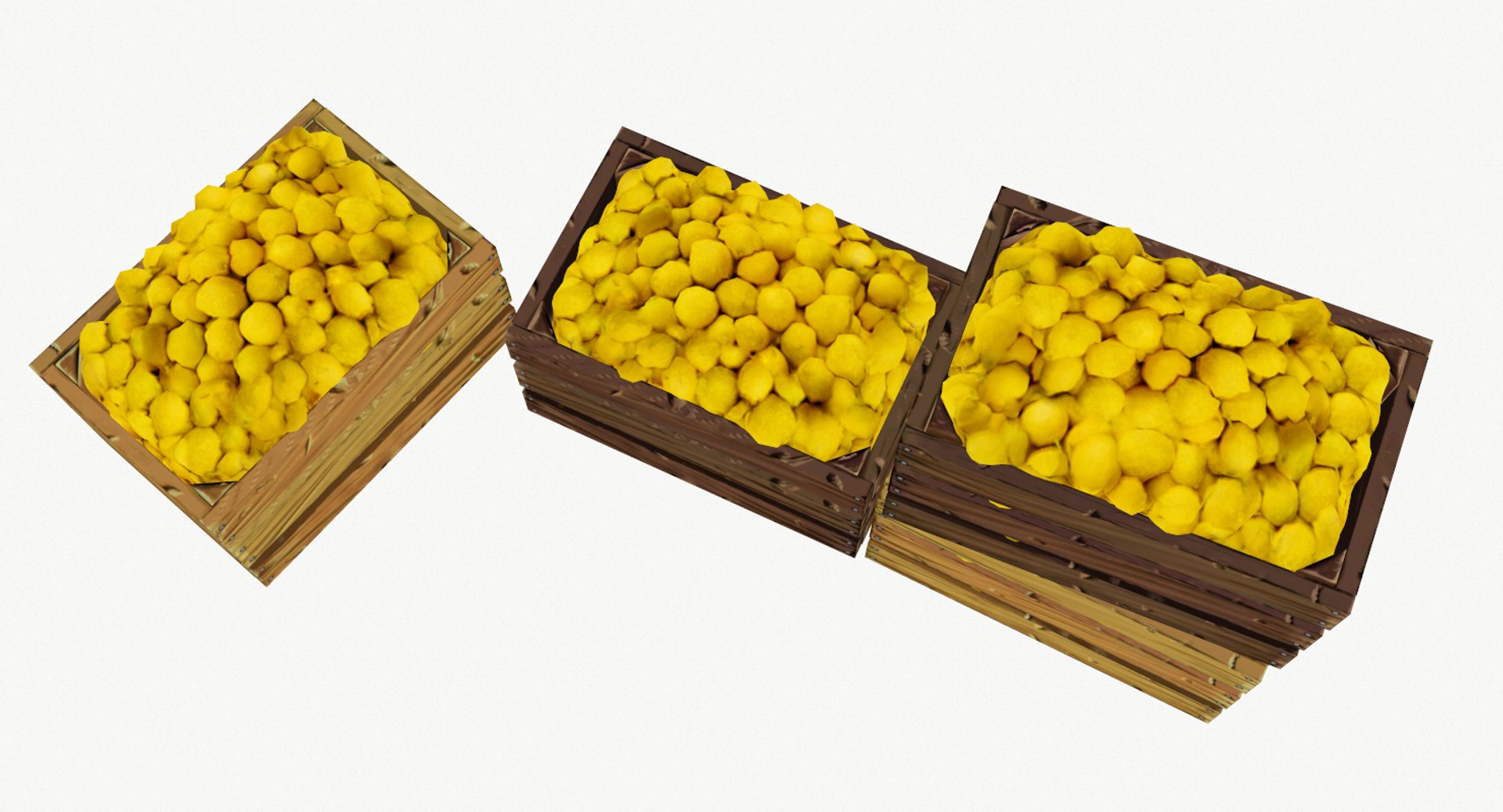 3d Crate Lemons Polys