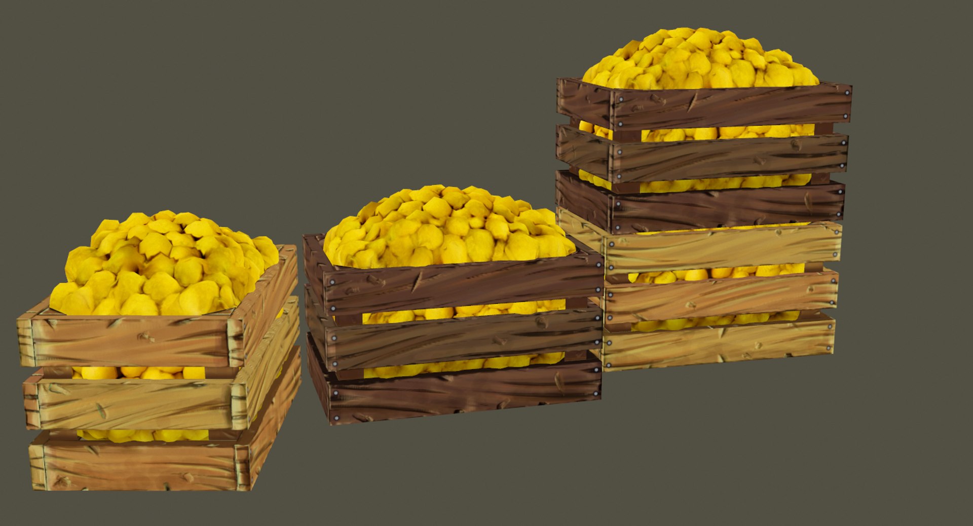 3d Crate Lemons Polys