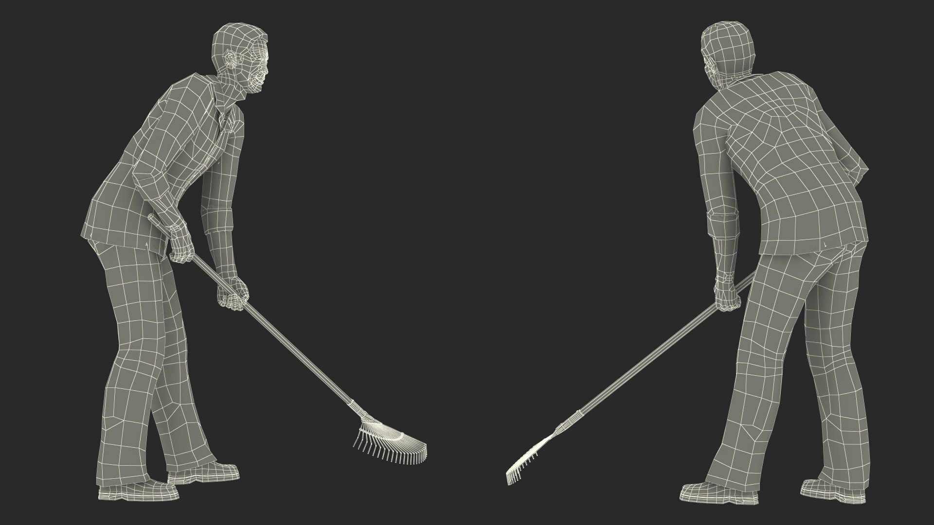 Korean Old Aged Man Raking 3D - TurboSquid 2121444