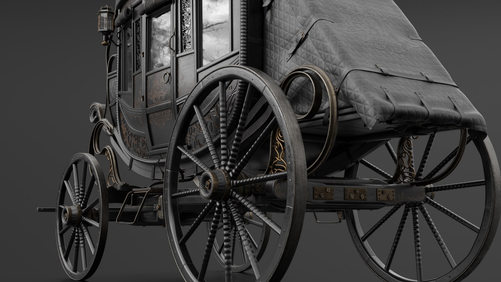 3D Stage Coach Carriage Black - TurboSquid 2224856