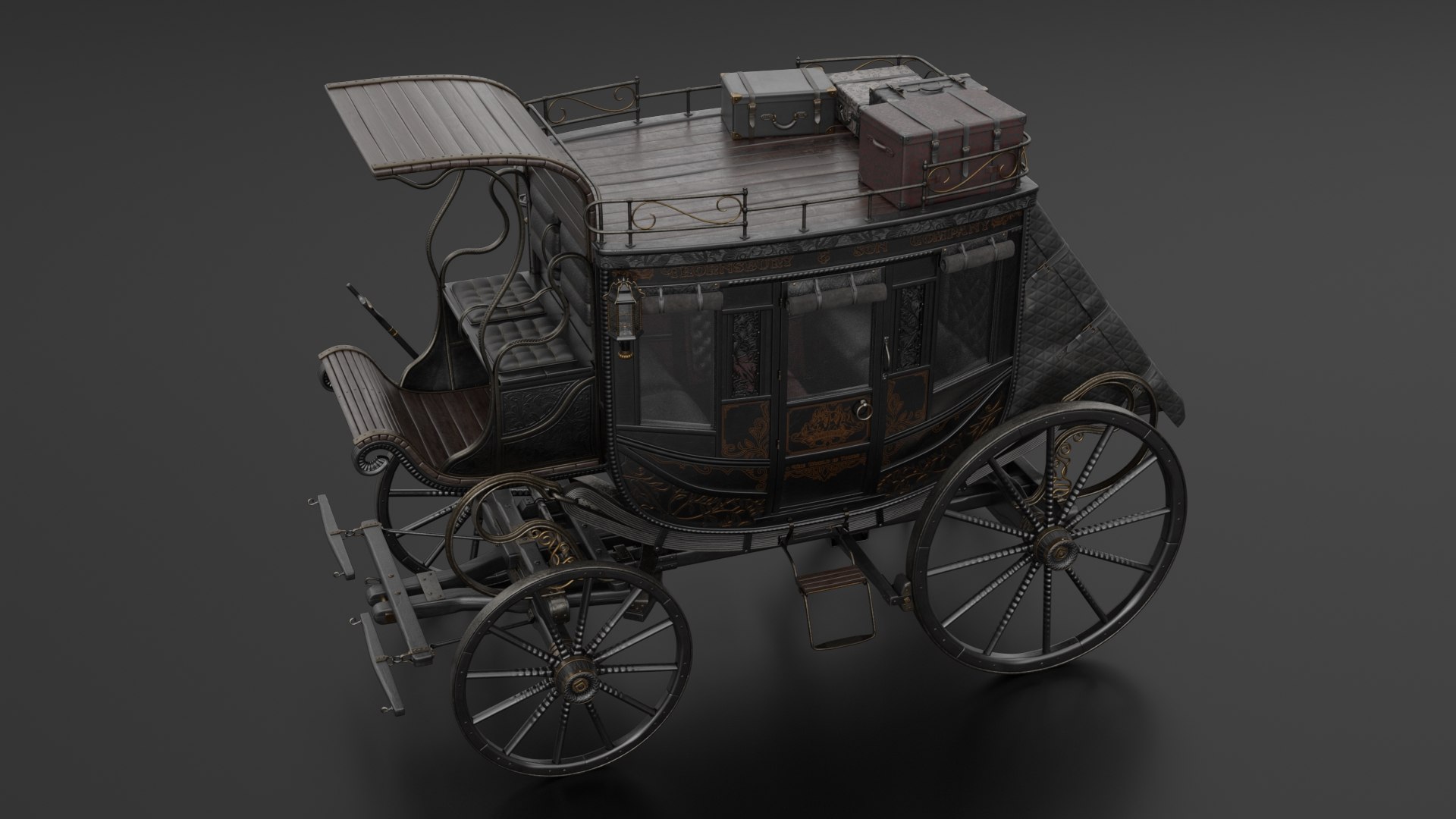 3D Stage Coach Carriage Black - TurboSquid 2224856