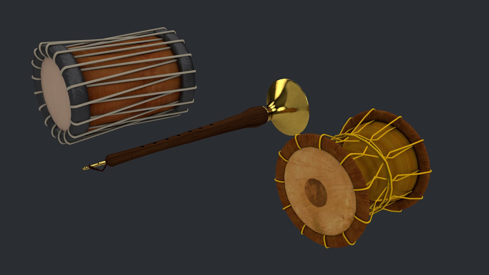3D Chenda Indian Musical Instruments Model - TurboSquid 1623716