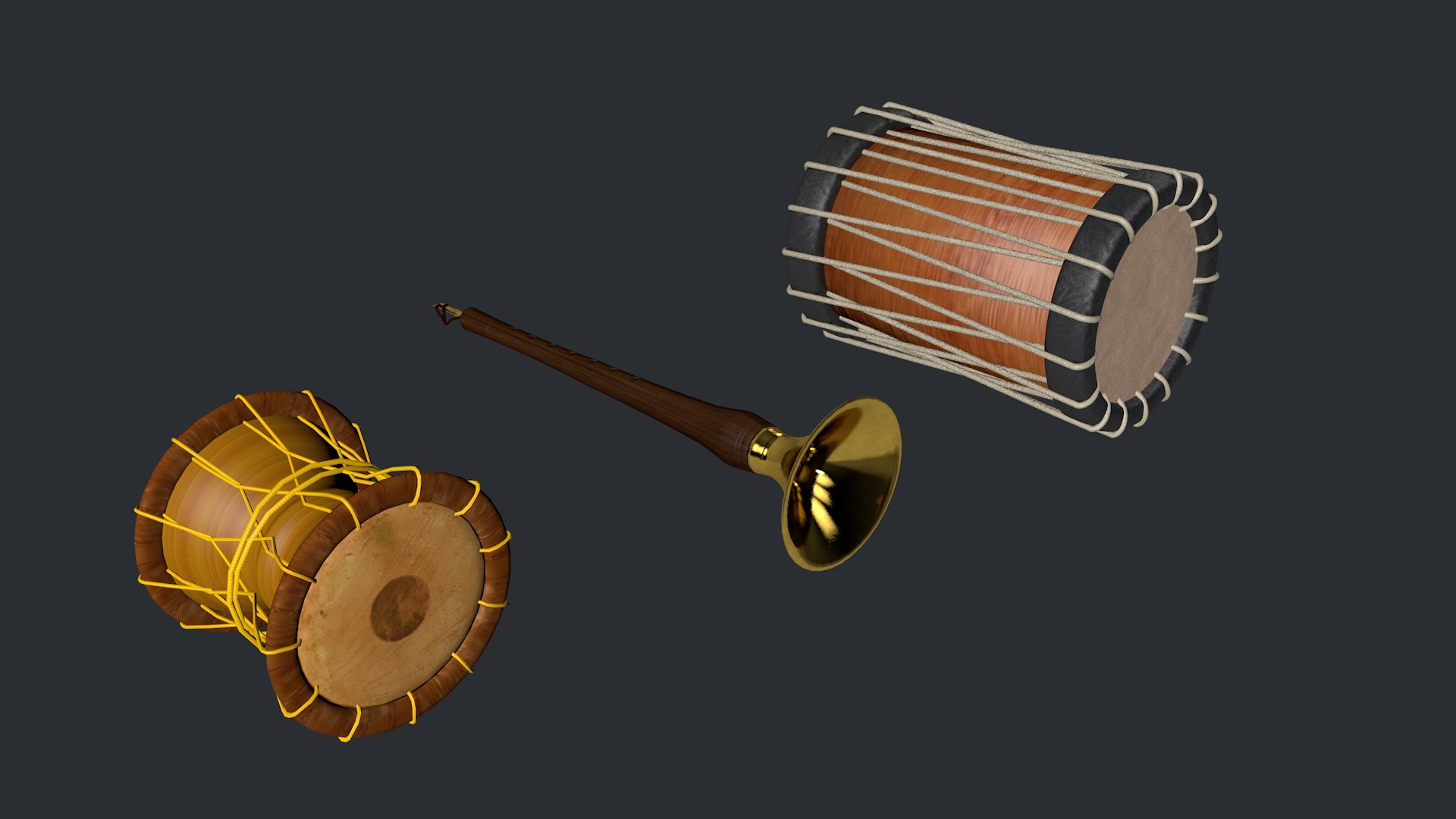 3D Chenda Indian Musical Instruments Model - TurboSquid 1623716