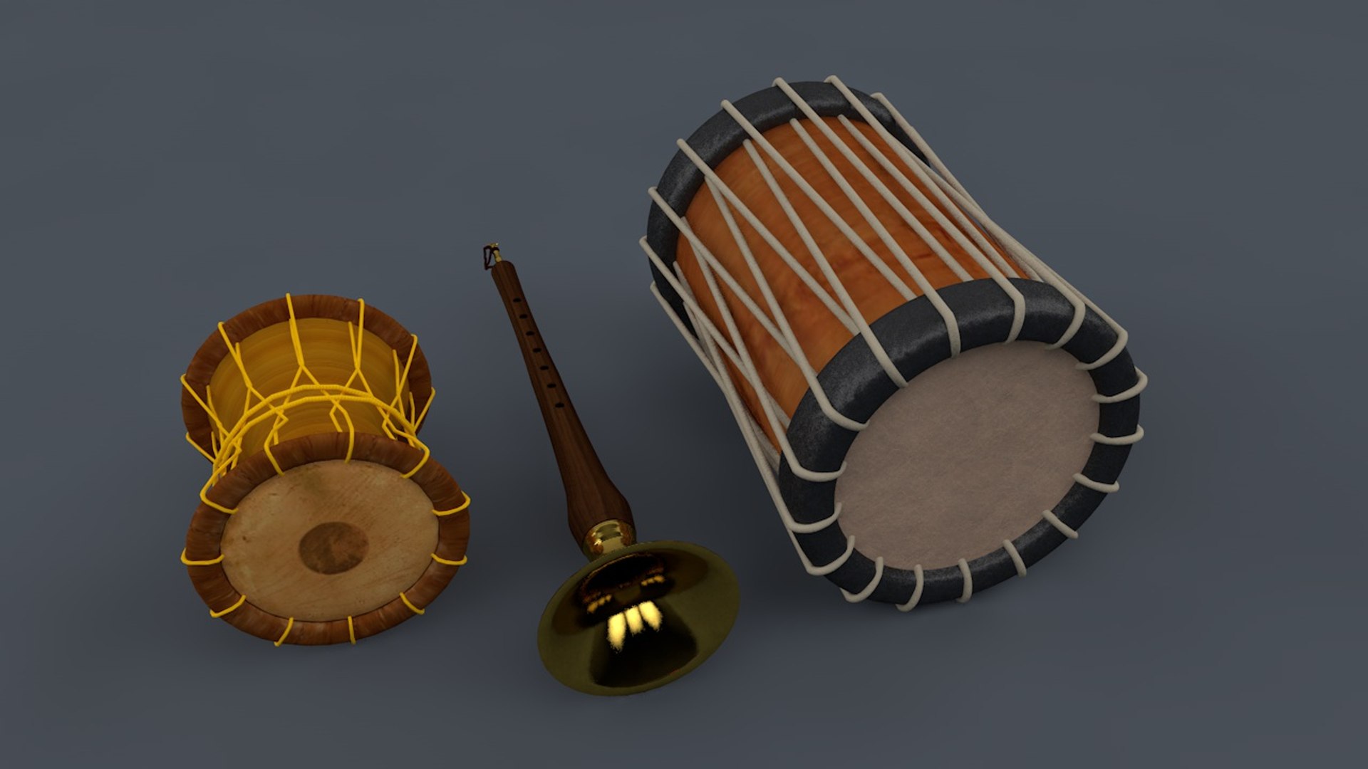3D Chenda Indian Musical Instruments Model - TurboSquid 1623716