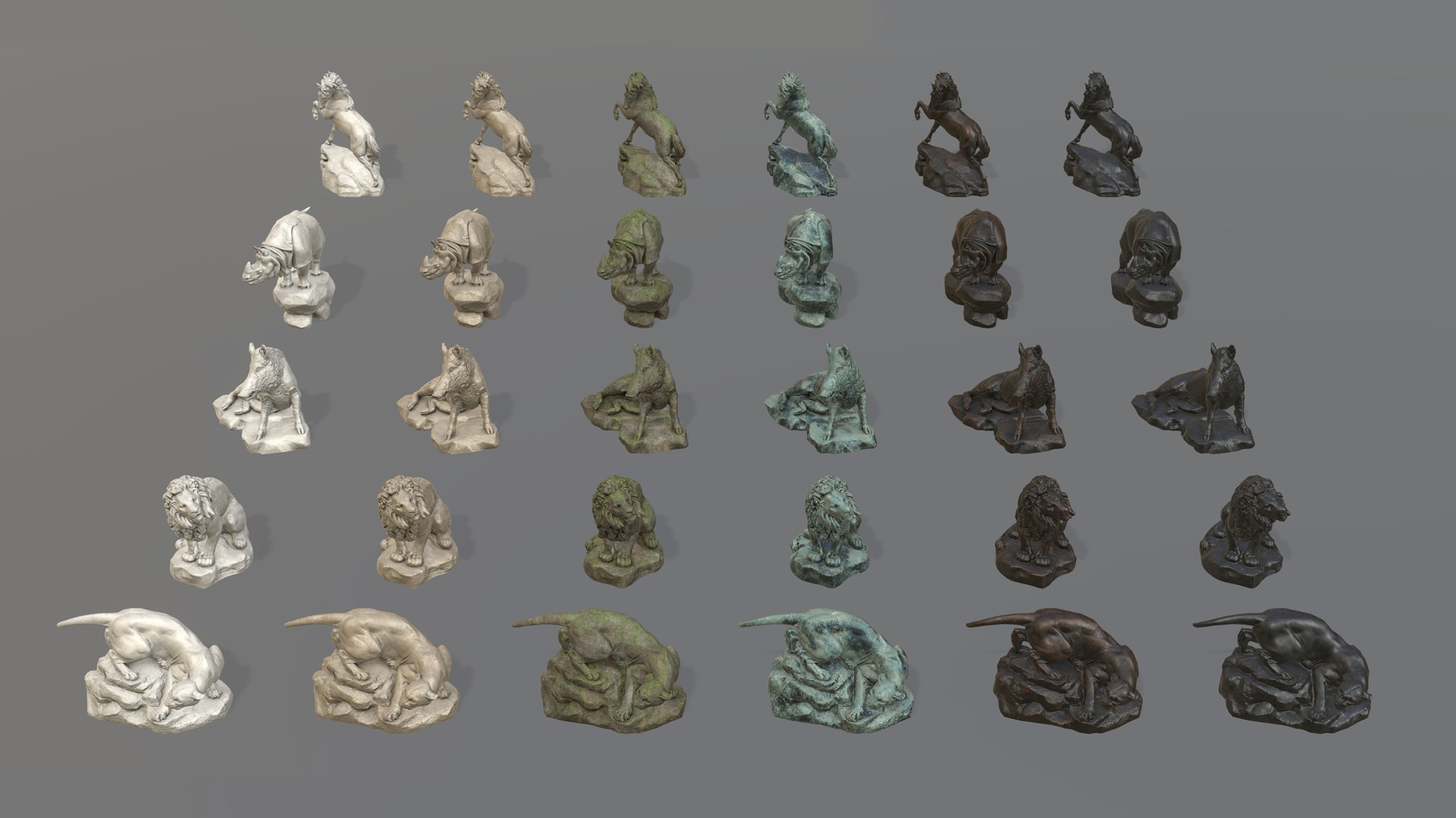 3D Model Low-poly Animal Statues Pack - TurboSquid 1632853