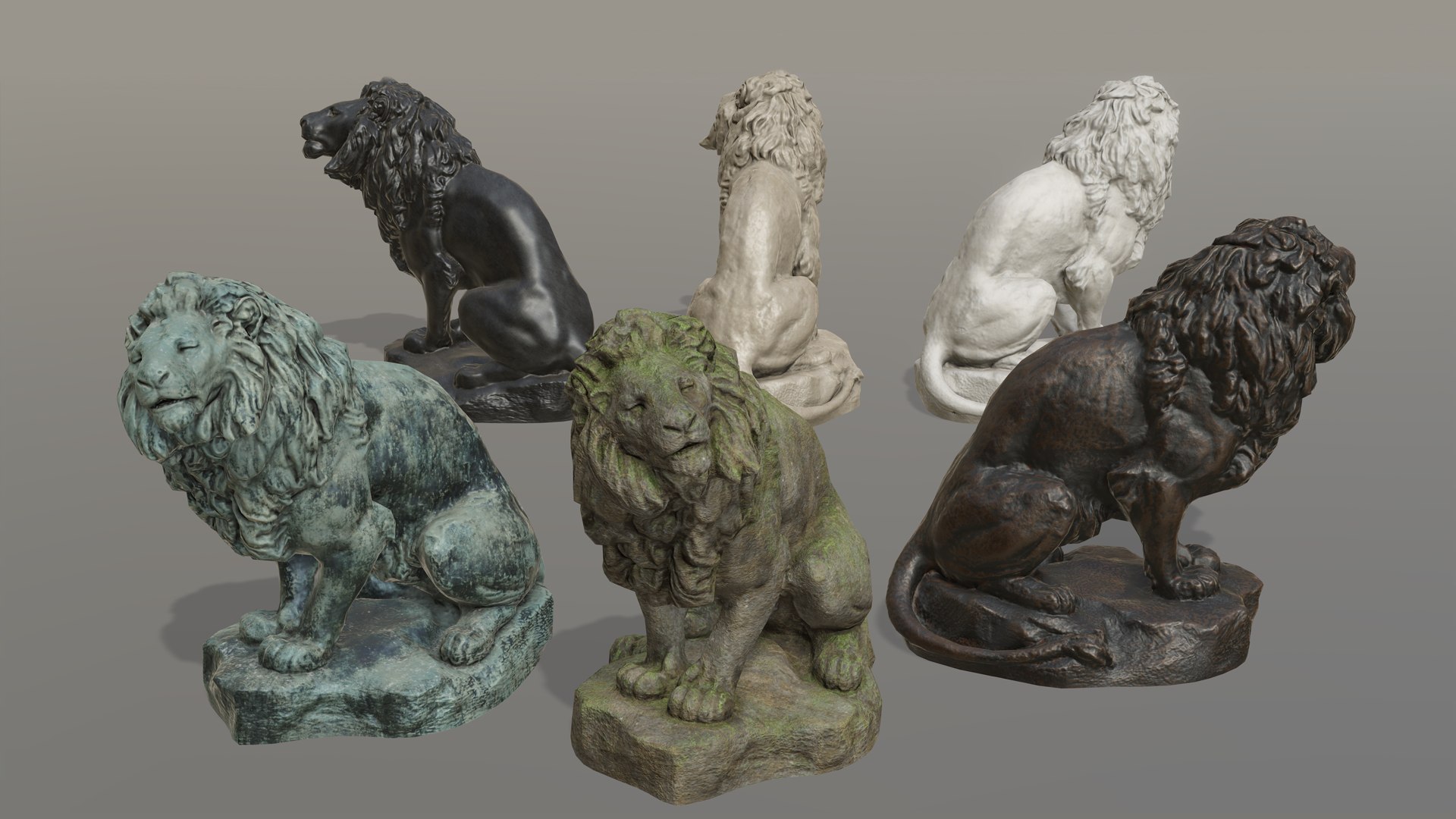 3D Model Low-poly Animal Statues Pack - TurboSquid 1632853