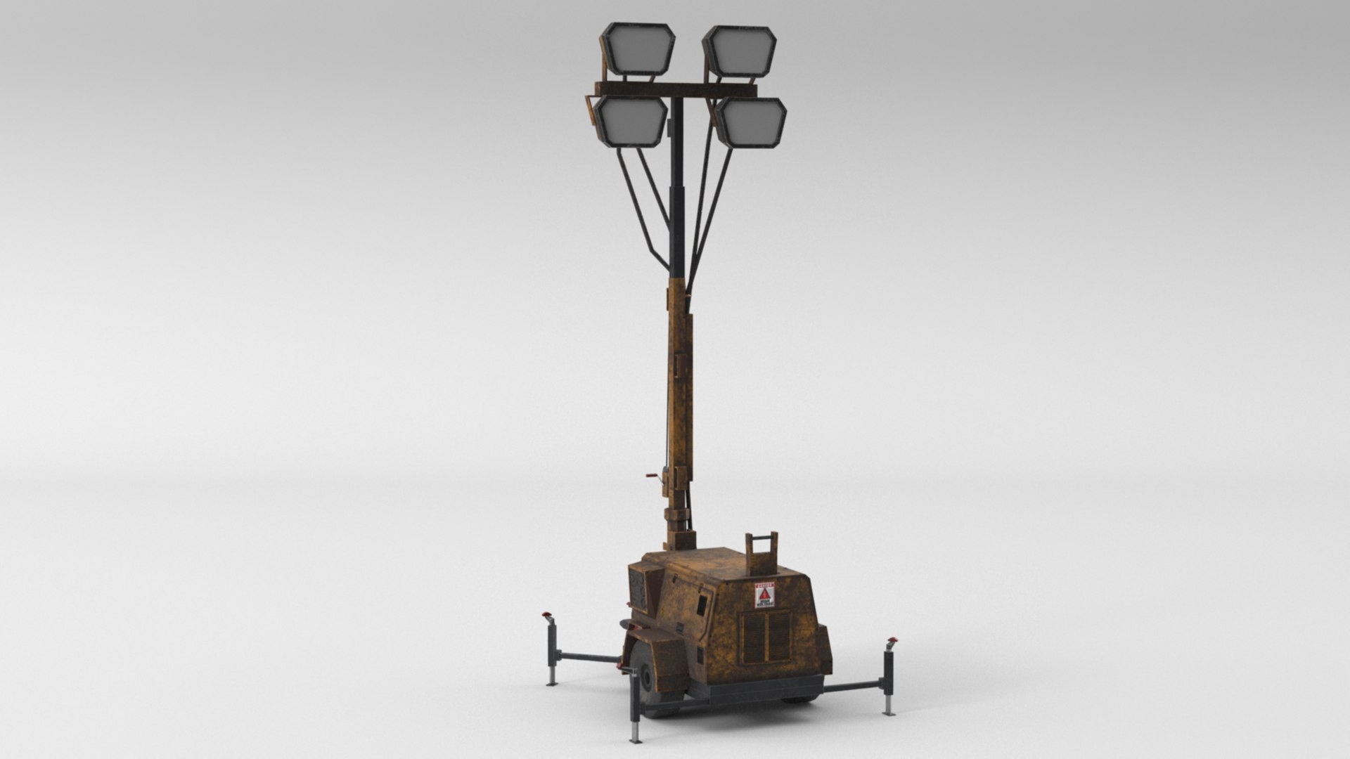 8K Old Rusty Mobile Portable Diesel Light Tower Generator PBR Low Poly ...