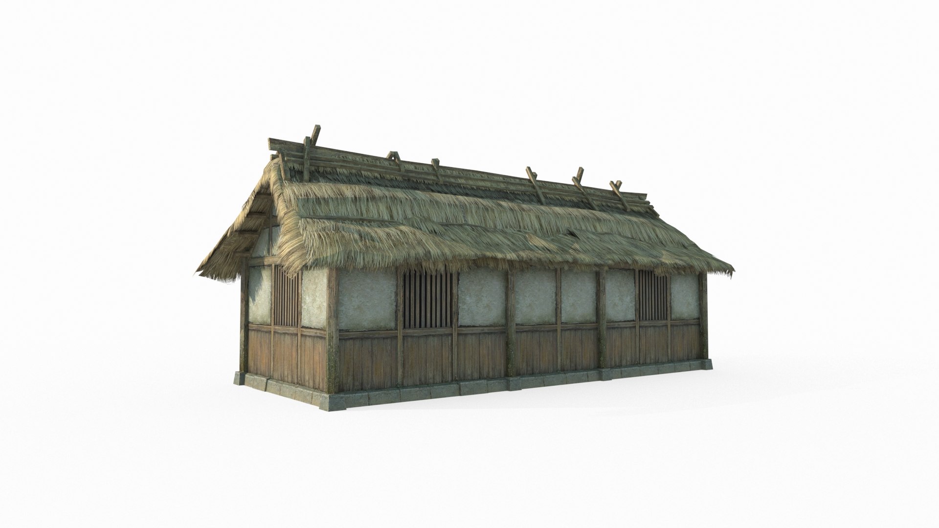 Asian Ancient Architecture Rural Thatched Cottage 3D Model - TurboSquid ...