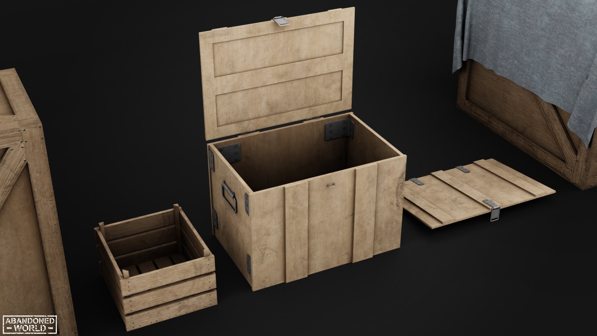 3D Wood Box Set - TurboSquid 2246045