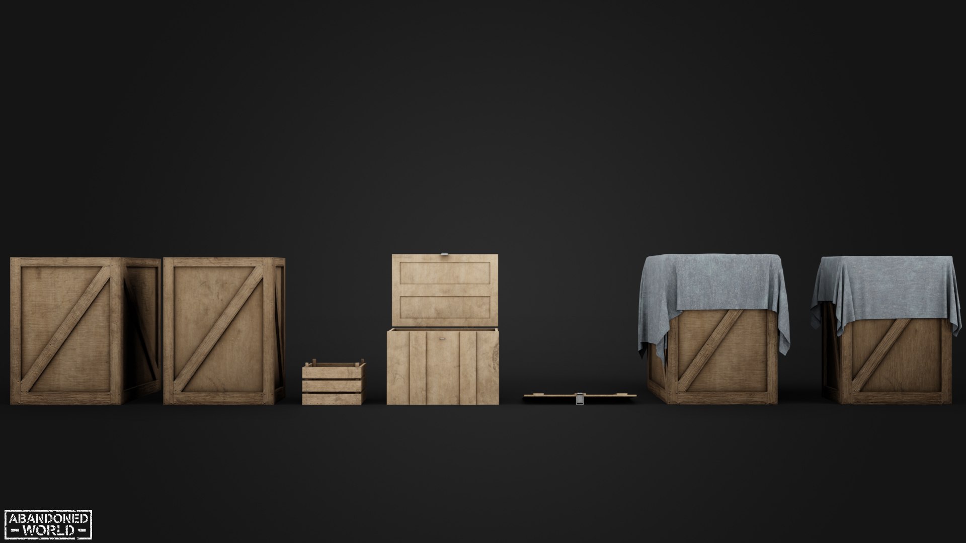 3D Wood Box Set - TurboSquid 2246045