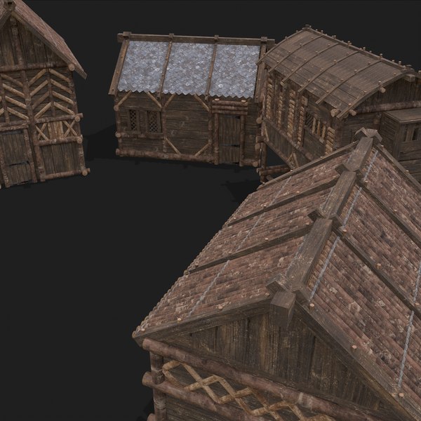 3D model Medieval Modular House Units and Guard Wall - TurboSquid 1769531