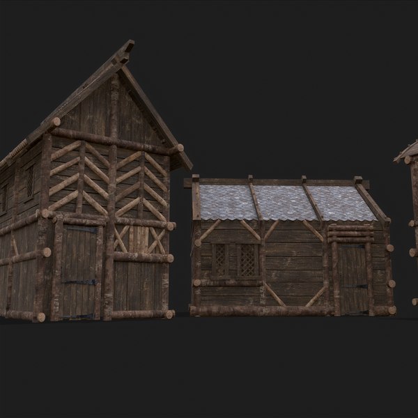 3D model Medieval Modular House Units and Guard Wall - TurboSquid 1769531