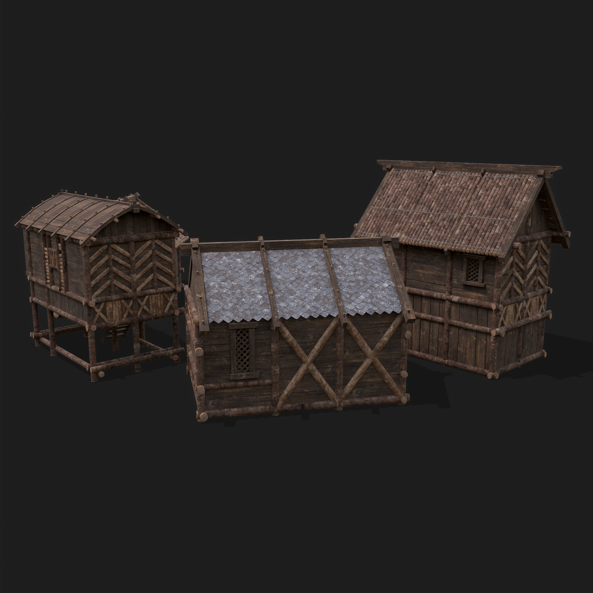 3D model Medieval Modular House Units and Guard Wall - TurboSquid 1769531