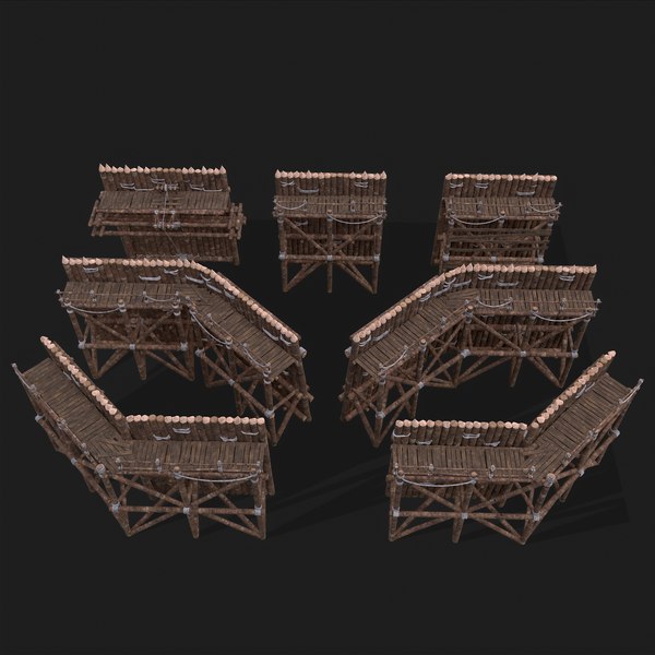 3D model Medieval Modular House Units and Guard Wall - TurboSquid 1769531