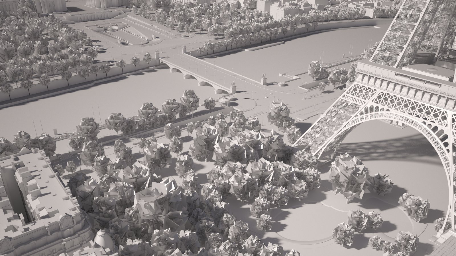 paris city eiffel tower 3d max