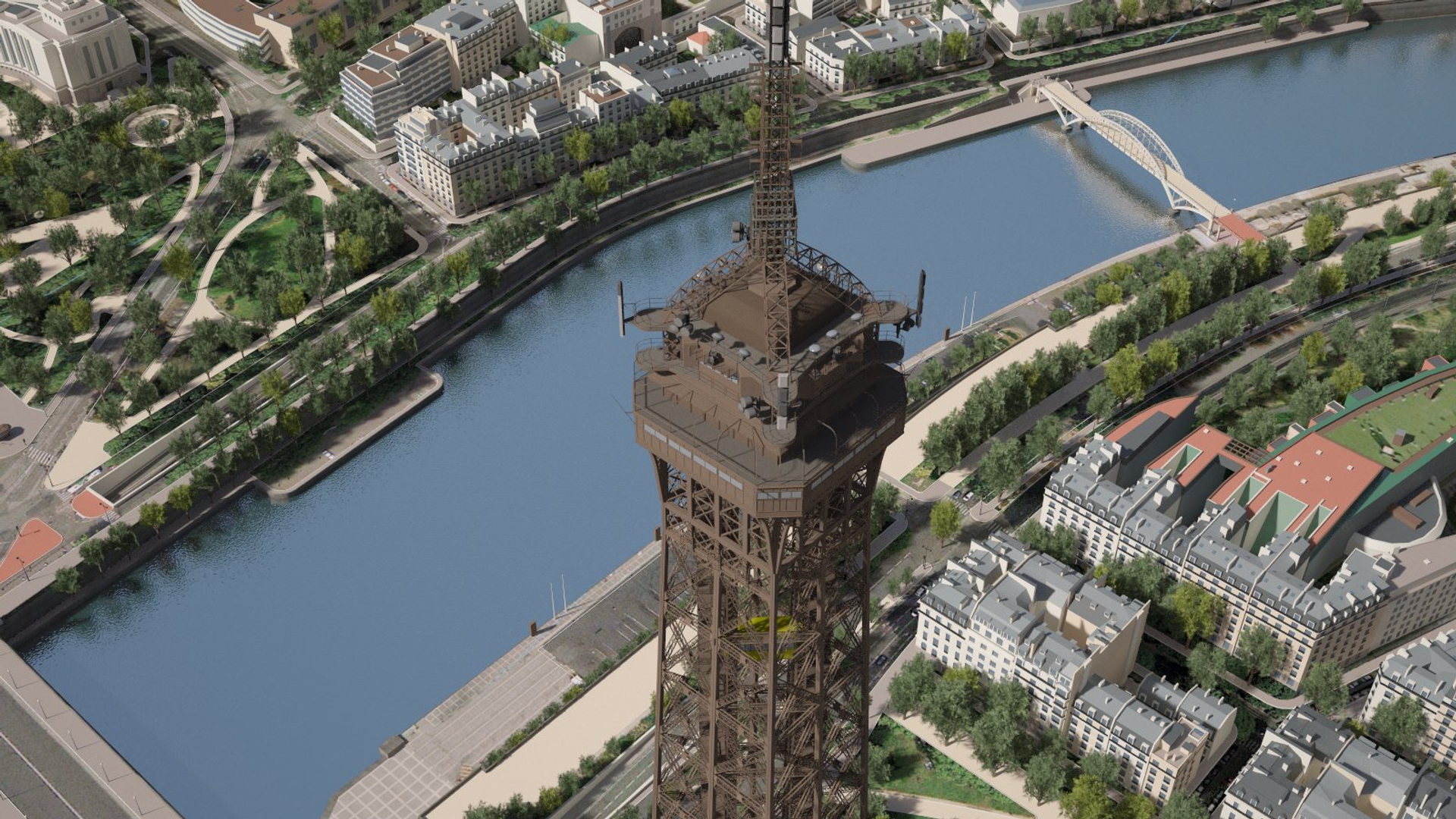 paris city eiffel tower 3d max
