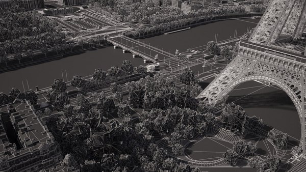paris city eiffel tower 3d max
