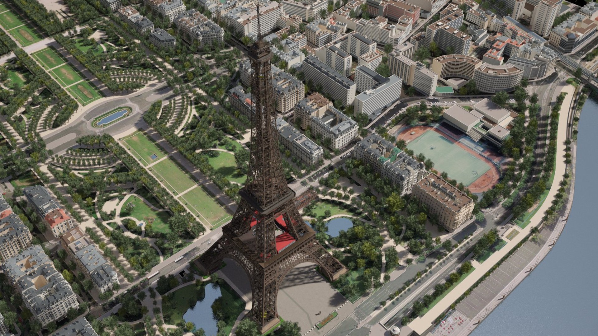 Paris City Eiffel Tower 3d Max
