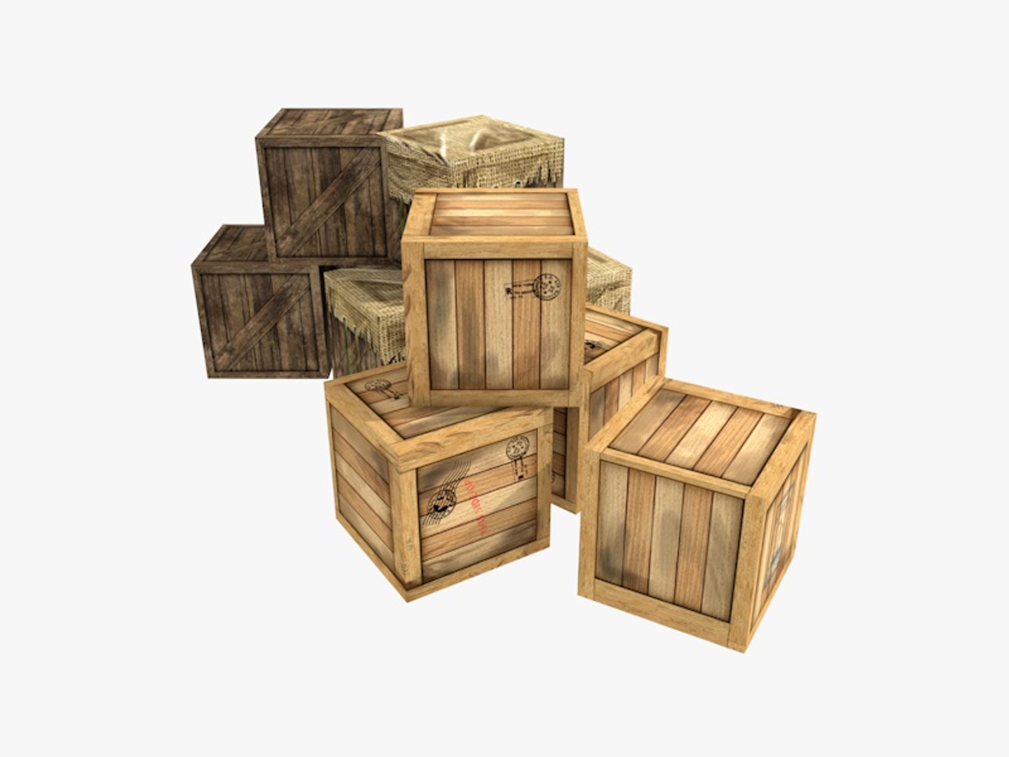 3d Box Cargo Model