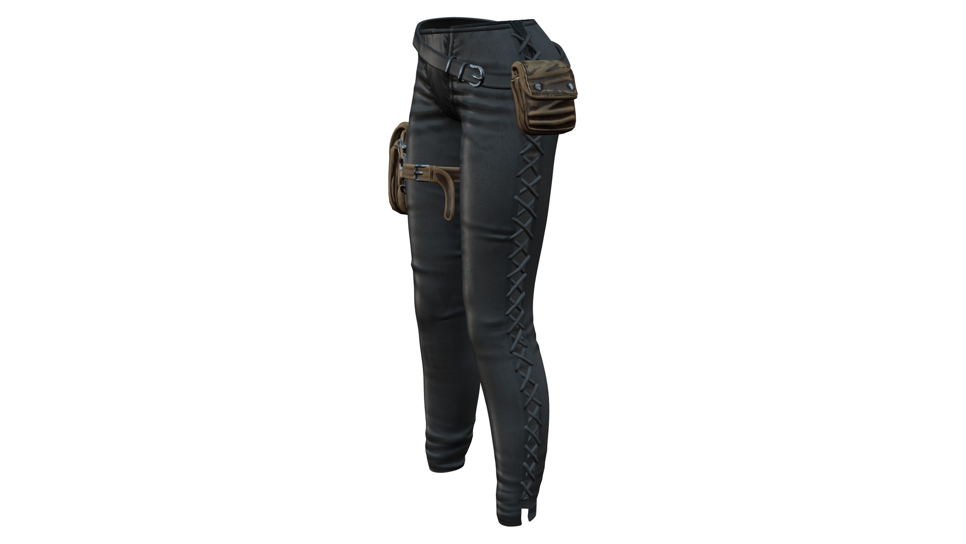 3D Medieval Black Leather Pants With Utility Pockets Model - TurboSquid ...