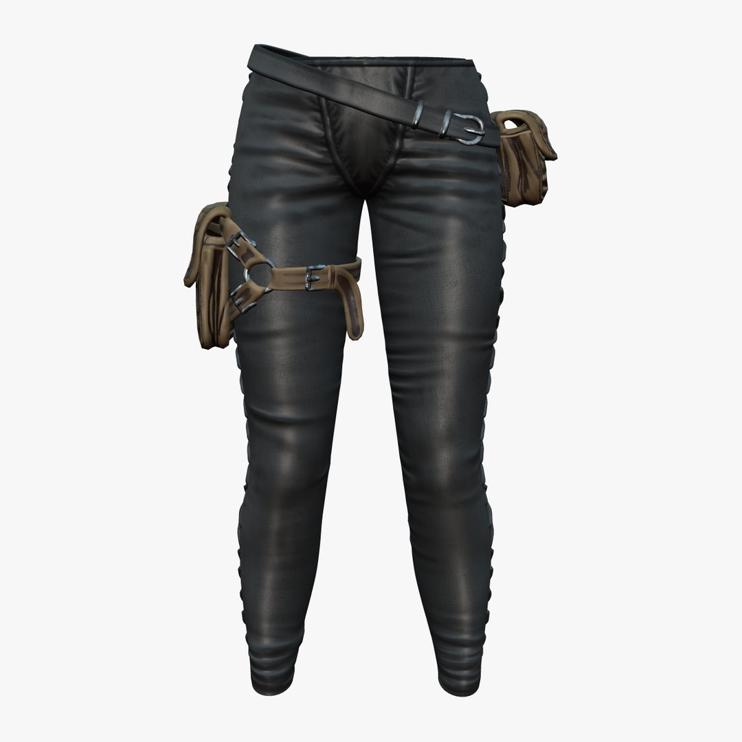 3D Medieval Black Leather Pants With Utility Pockets model - TurboSquid ...