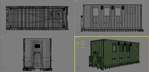 Military Shelter Container With Flatrack 3D model - TurboSquid 1937247