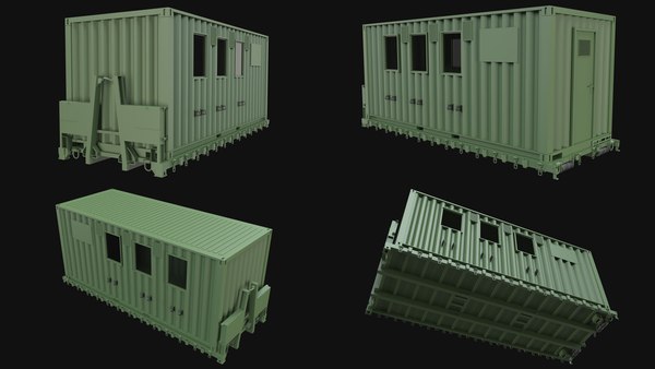 modèle 3D de Conteneur Abri Militaire Avec Flatrack - TurboSquid 1937247