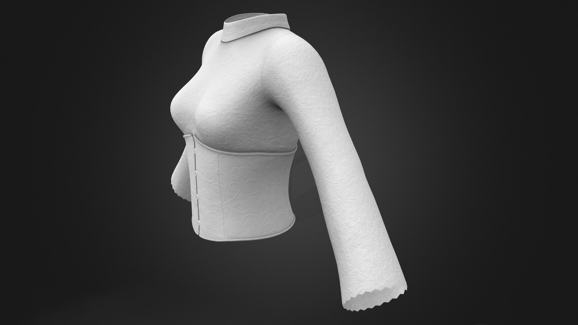 3D Victorian Black Lace Top With Corset - TurboSquid 1989819