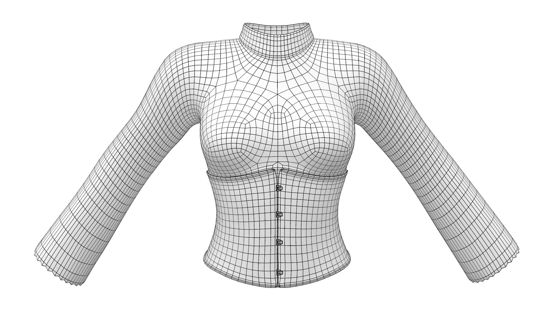 3D Victorian Black Lace Top With Corset - TurboSquid 1989819