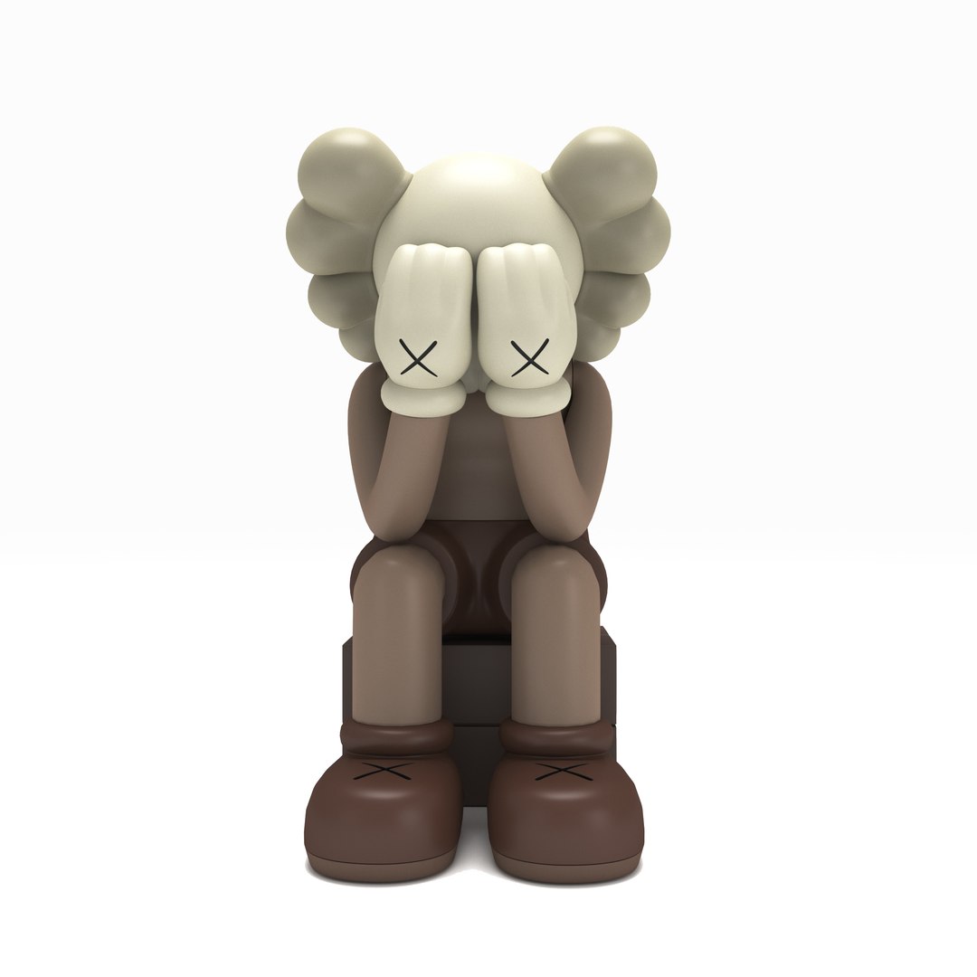 3D Kaws Sitting With His Hands On His Face Sculpture - TurboSquid 2247968