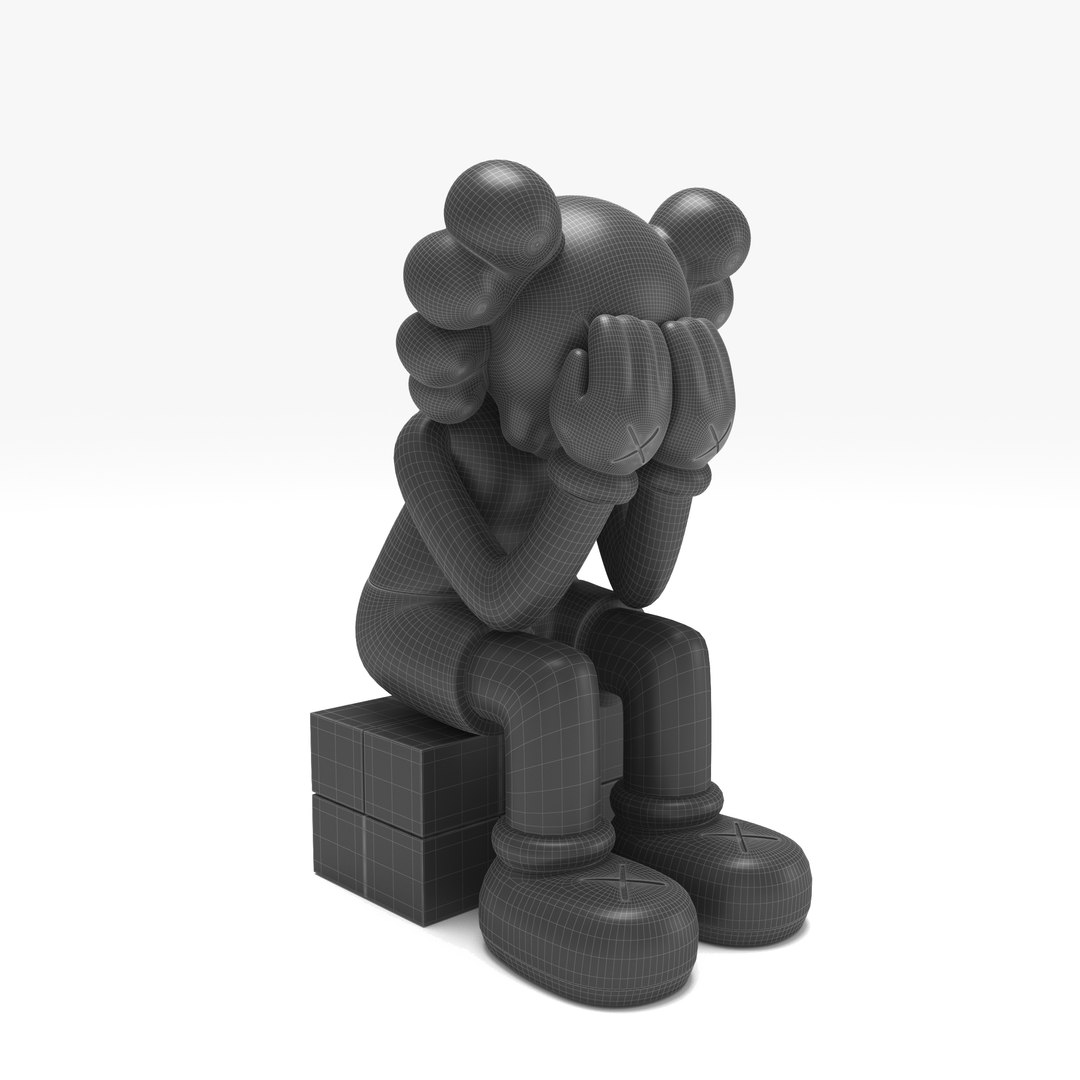 3D Kaws Sitting With His Hands On His Face Sculpture - TurboSquid 2247968