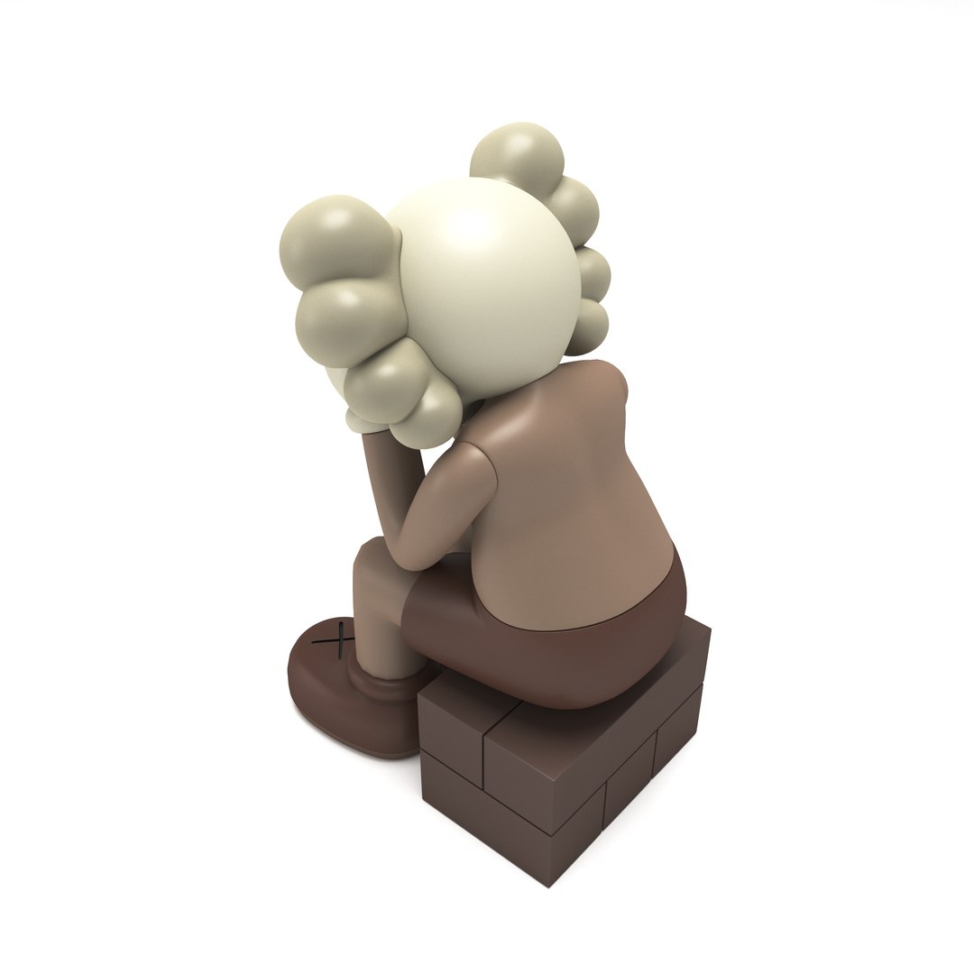 3D Kaws Sitting With His Hands On His Face Sculpture - TurboSquid 2247968