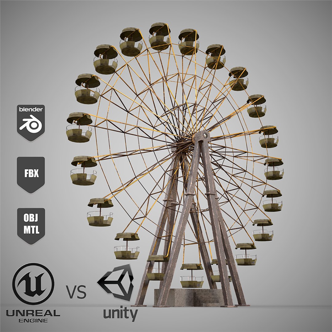 3D An Old rusty abandoned Low-poly of a Ferris Wheel model - TurboSquid ...