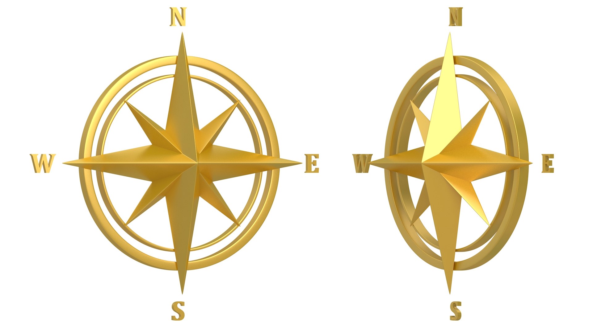 3D Basic Compass Rose - TurboSquid 1851065