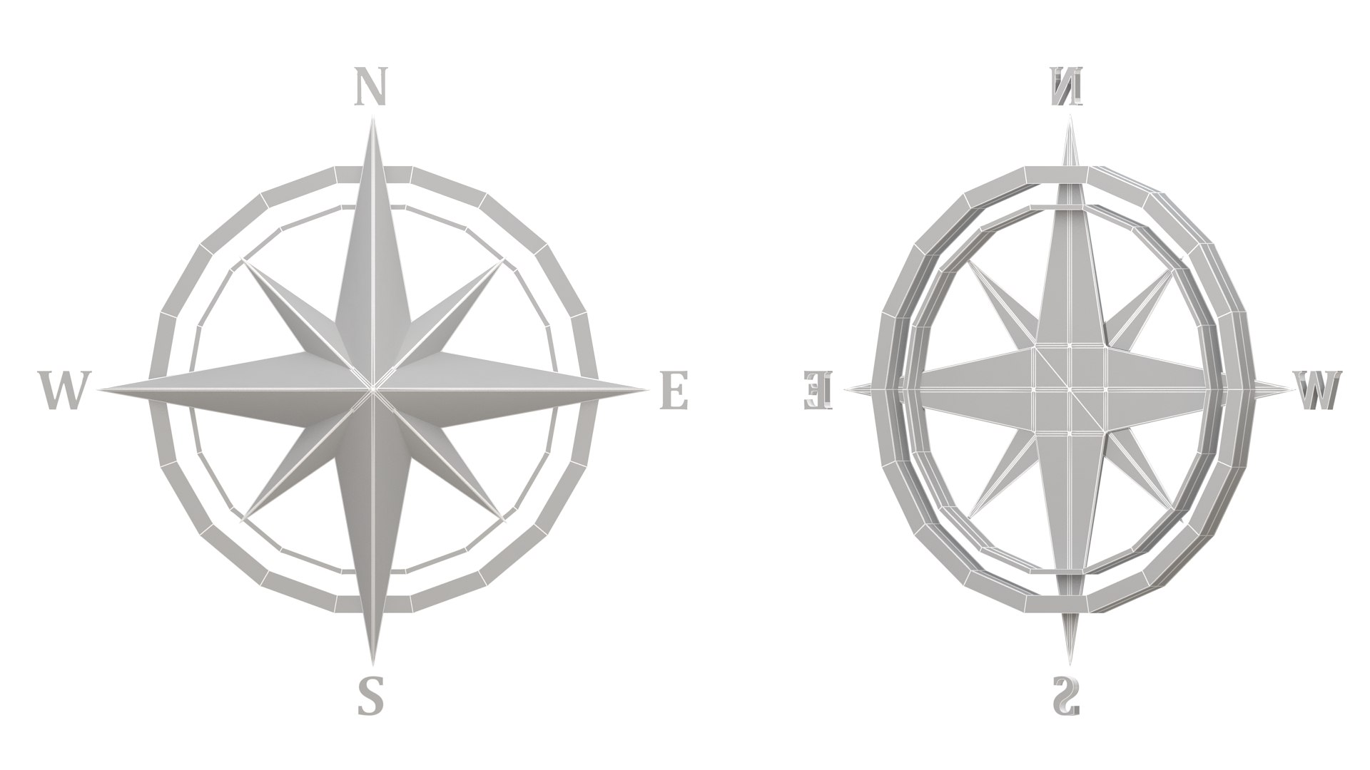 3D Basic Compass Rose - TurboSquid 1851065