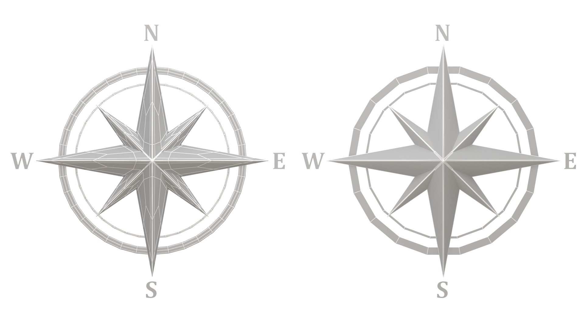3D Basic Compass Rose - TurboSquid 1851065